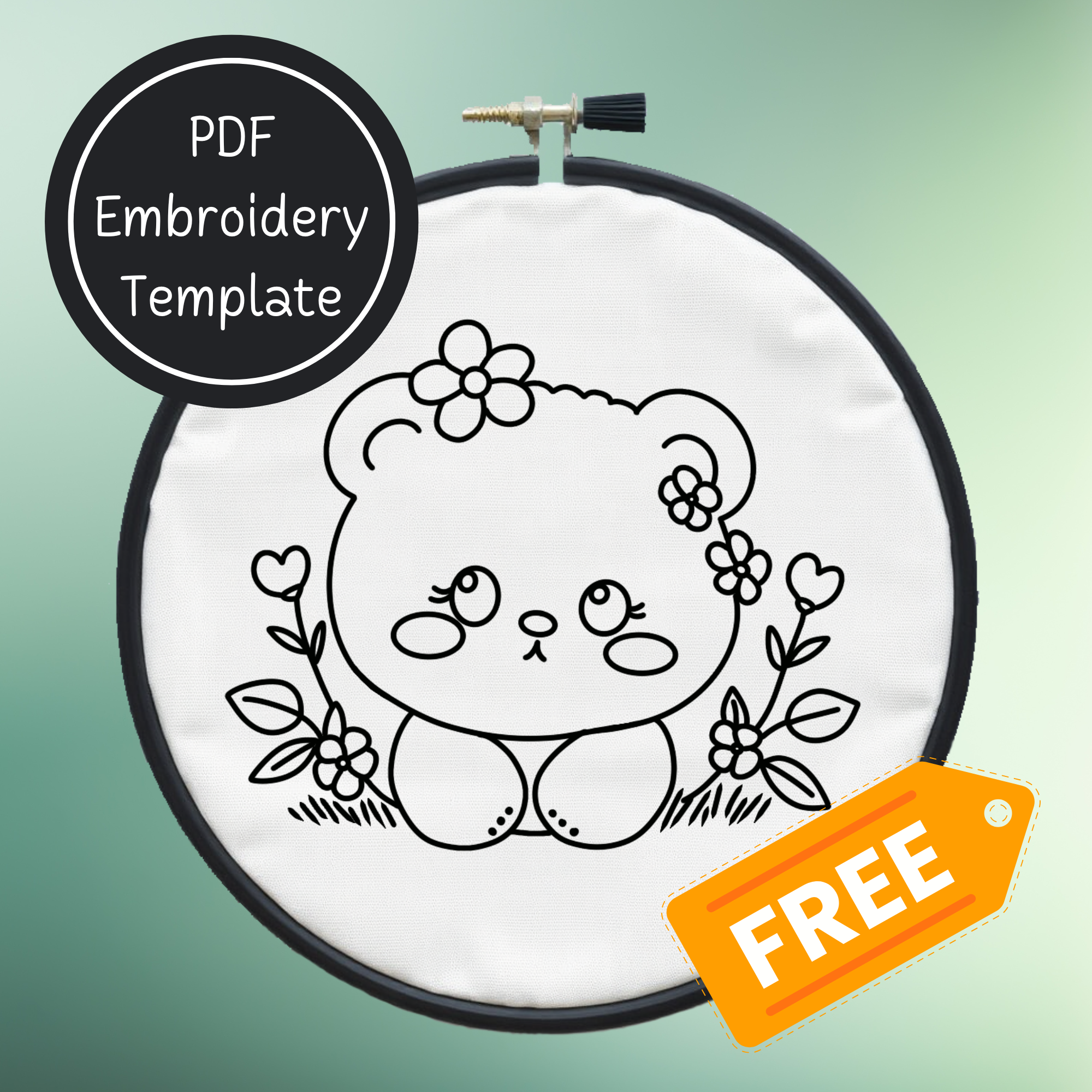 Free Cute Bear Hand Embroidery Pattern and Step-by-Step Guide - Nana ...